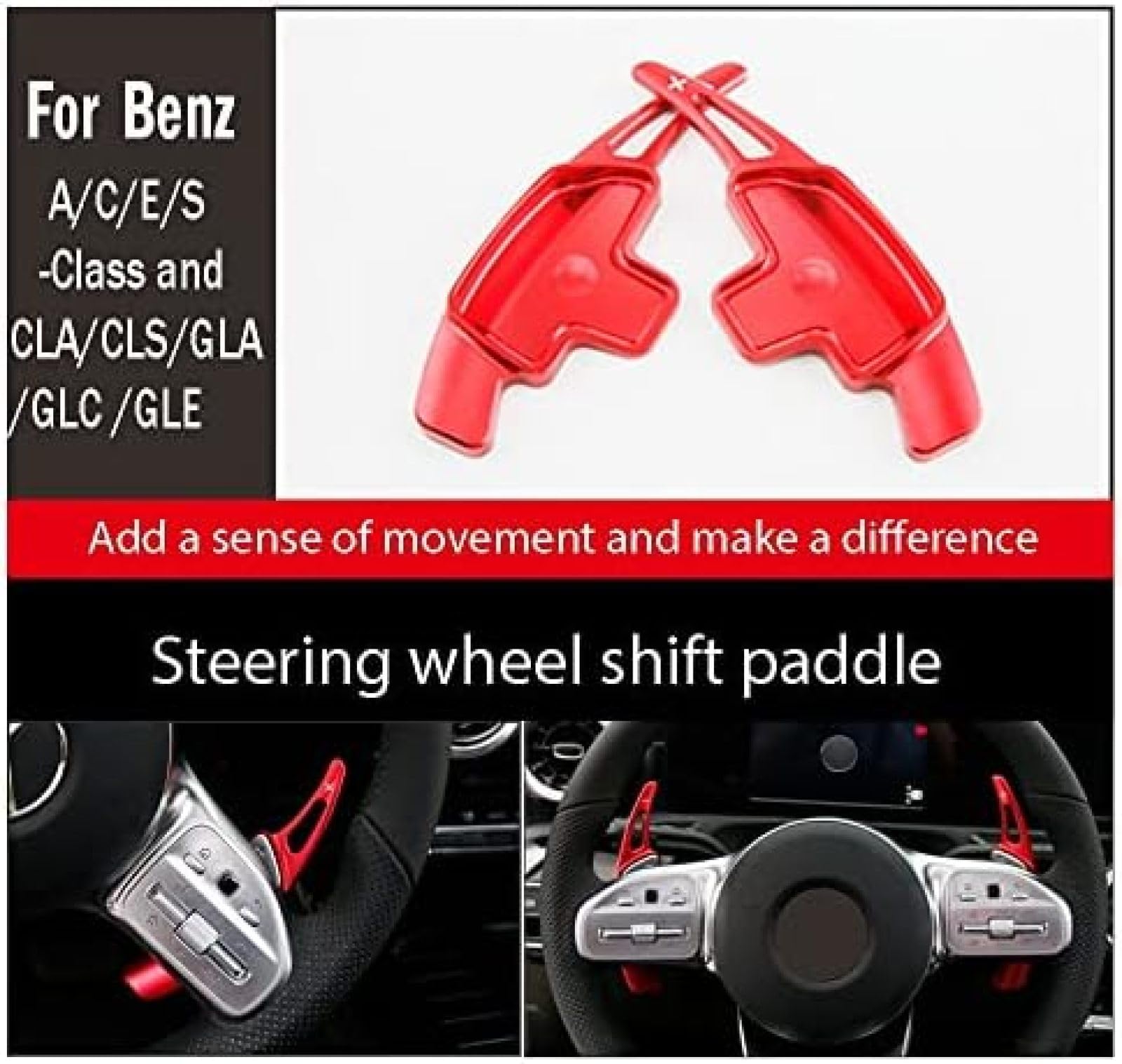 Paddle Shifters for Mercedes Benz 2015-2019 GLS GLA GLE GLE W166 Aluminum-AlloySteering Wheel Paddle Shifter Extension Shift Paddle Blade Red