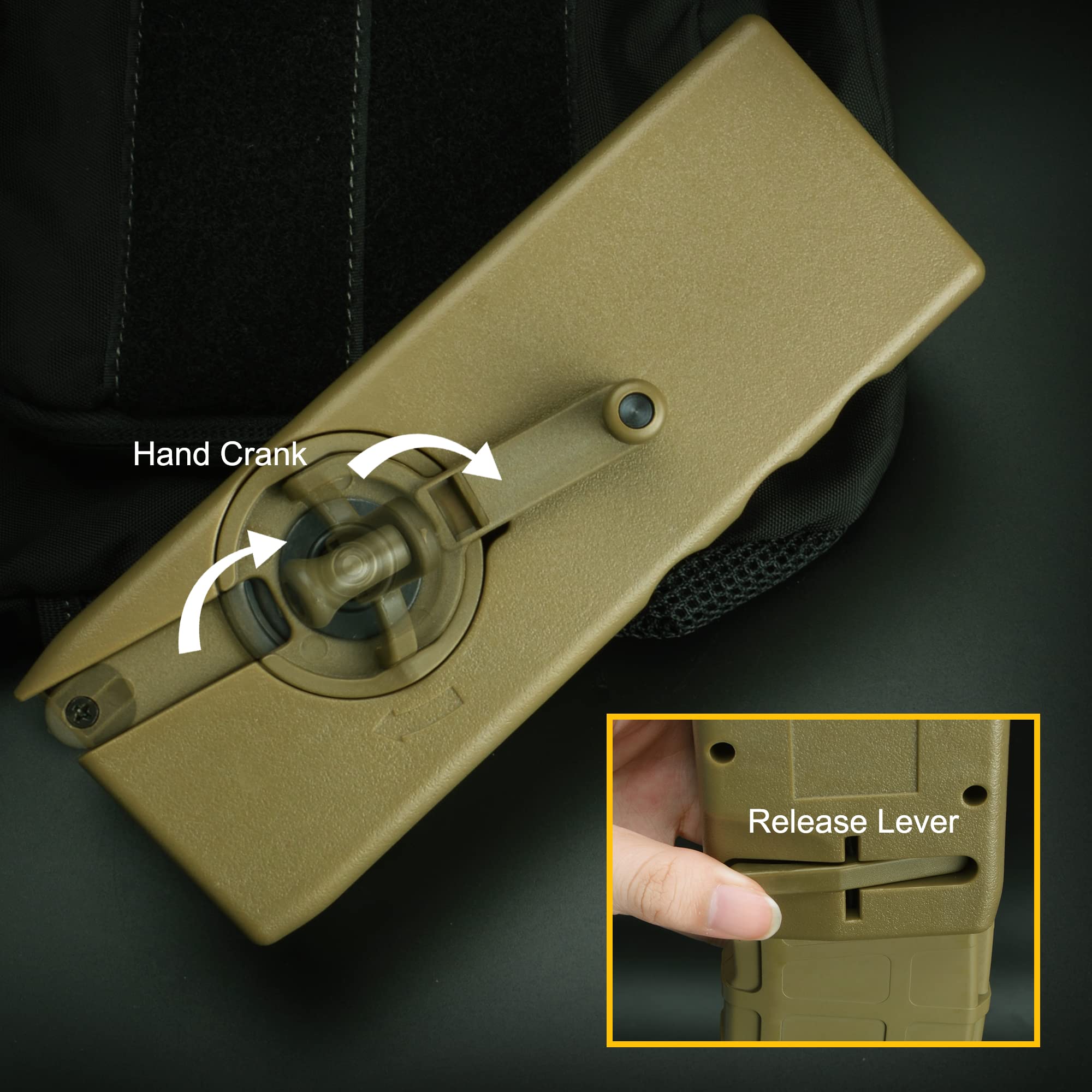 ActionUnion Airsoft Tactical Speed Loader for Hand Crank Magazine Quick Loader 1000 Rounds… (Tan)