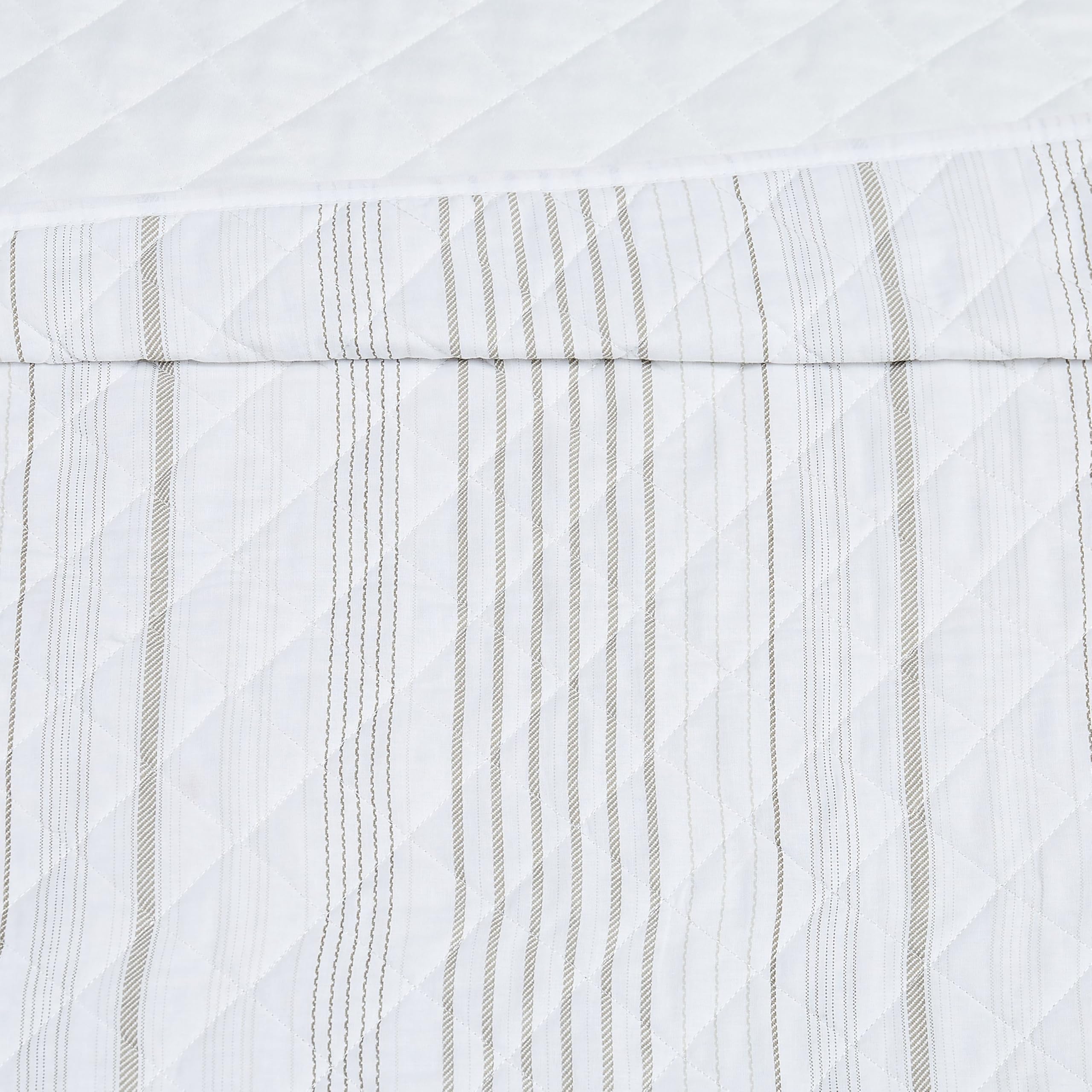 Cottage Classics Warm Hearth Stripe Quilt Set, Full/Queen, Tan 3