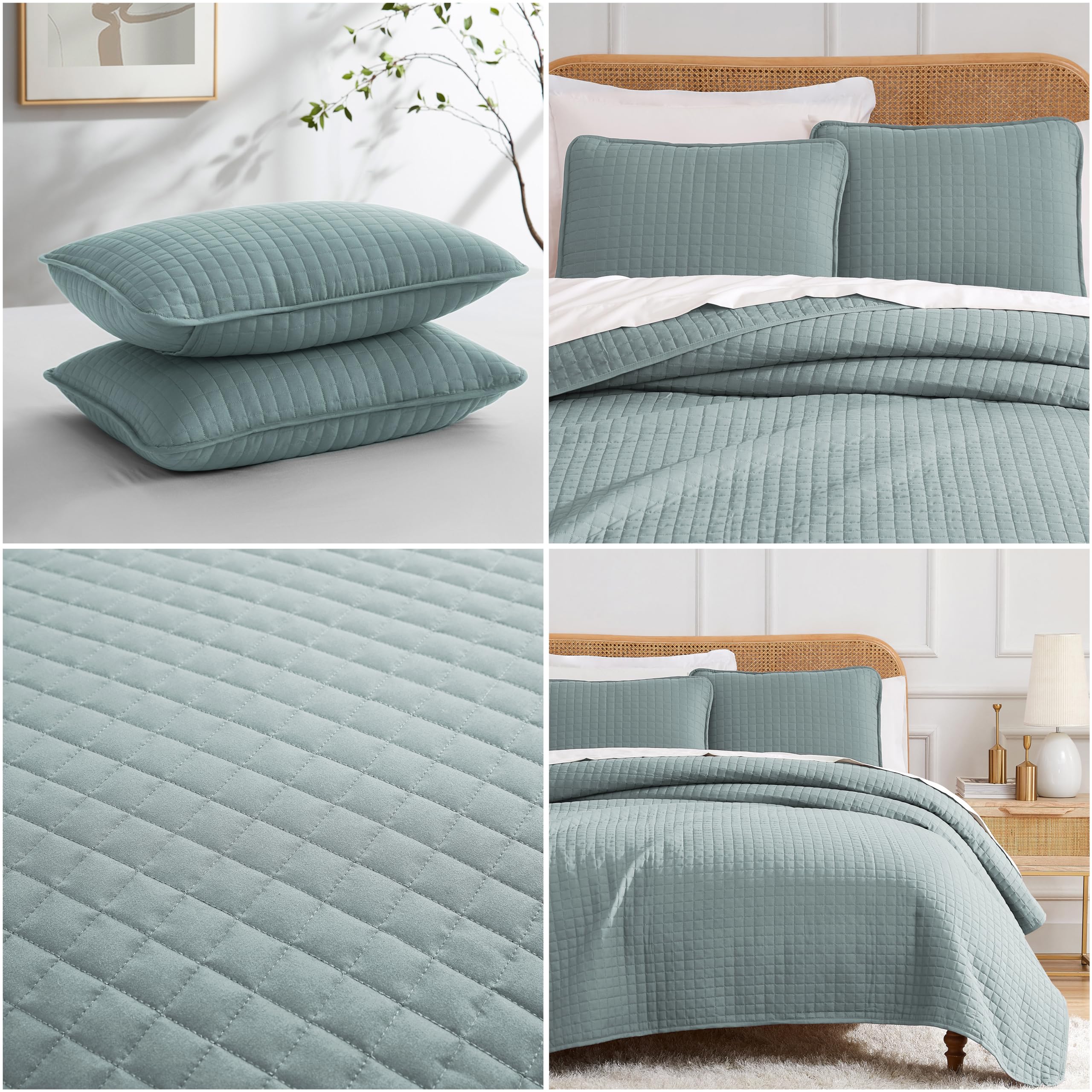 Southshore Fine Living, Inc. Oversized King Quilt Bedding Set, Soft Microfiber, Stain and Pet Hair Resistant Bedding, California/King Size Quilt Coverlet Bedspread Set with 2 Shams, Steel Blue
