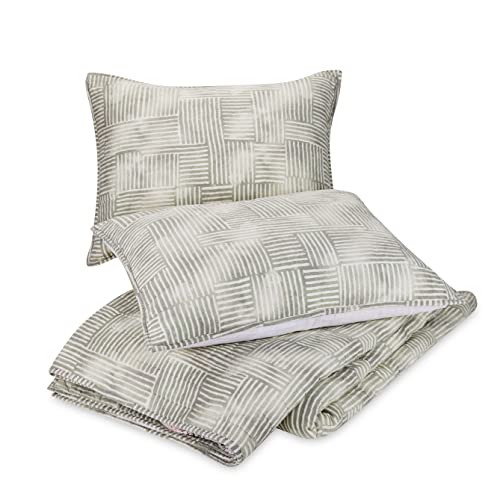 Ayesha Curry Stripe Square 3-Piece Quilt Set, Full/Queen, Green