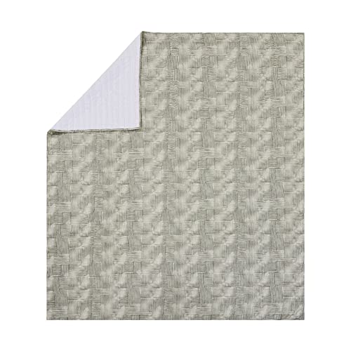 Ayesha Curry Stripe Square 3-Piece Quilt Set, Full/Queen, Green