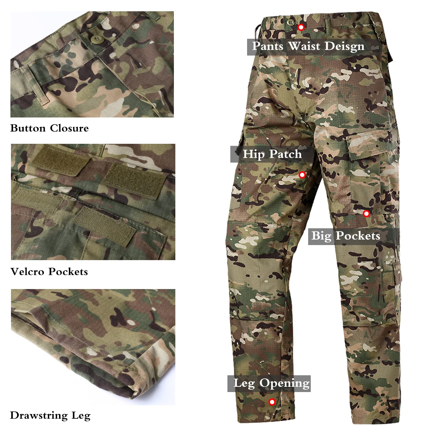 Mens Military Uniform Camouflage Jacket & Pants Set Training Shirt Hunting Paintball Pants