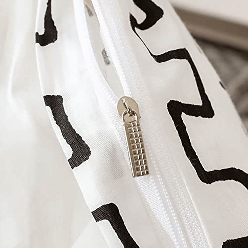 ETDIFFE Boho Geometric Duvet Cover Twin Size - 2 Piece Farmhouse Aztec Stripe Pattern Printed Microfiber Comforter Cover Set - Soft and Lightweight Bohemian Neutral Quilt Cover, White and Black