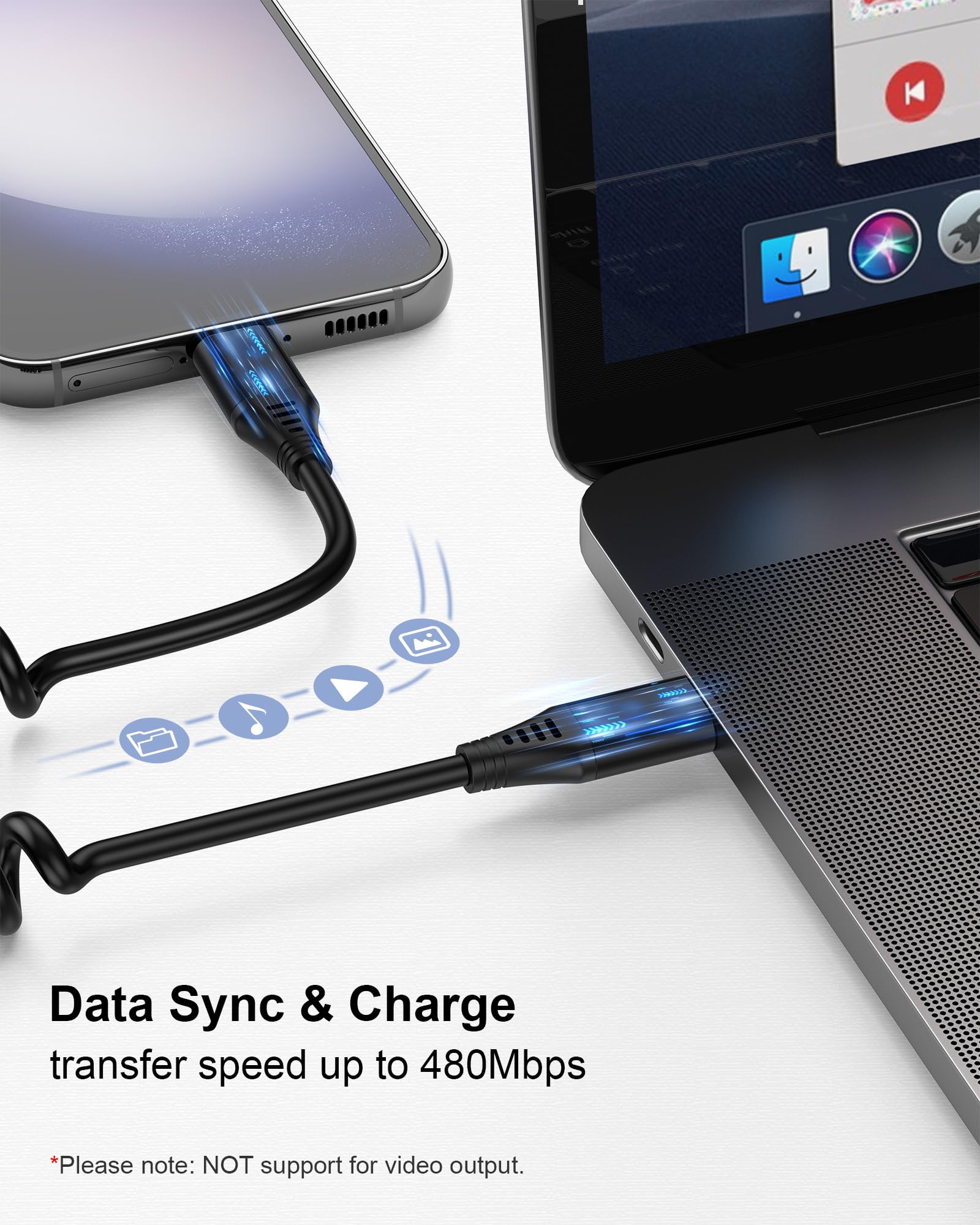 3FT/2Pcs S25 Coiled USB C Cable Fast Charging Cord for Samsung Galaxy Z Fold6 Flip6 S24 FE S23 Ultra S22 S21 S9 S8 A16 A03s A13 A14 A53 A54 A51, C to C Android Auto Wire for Car for iPhone 16Pro Pixel