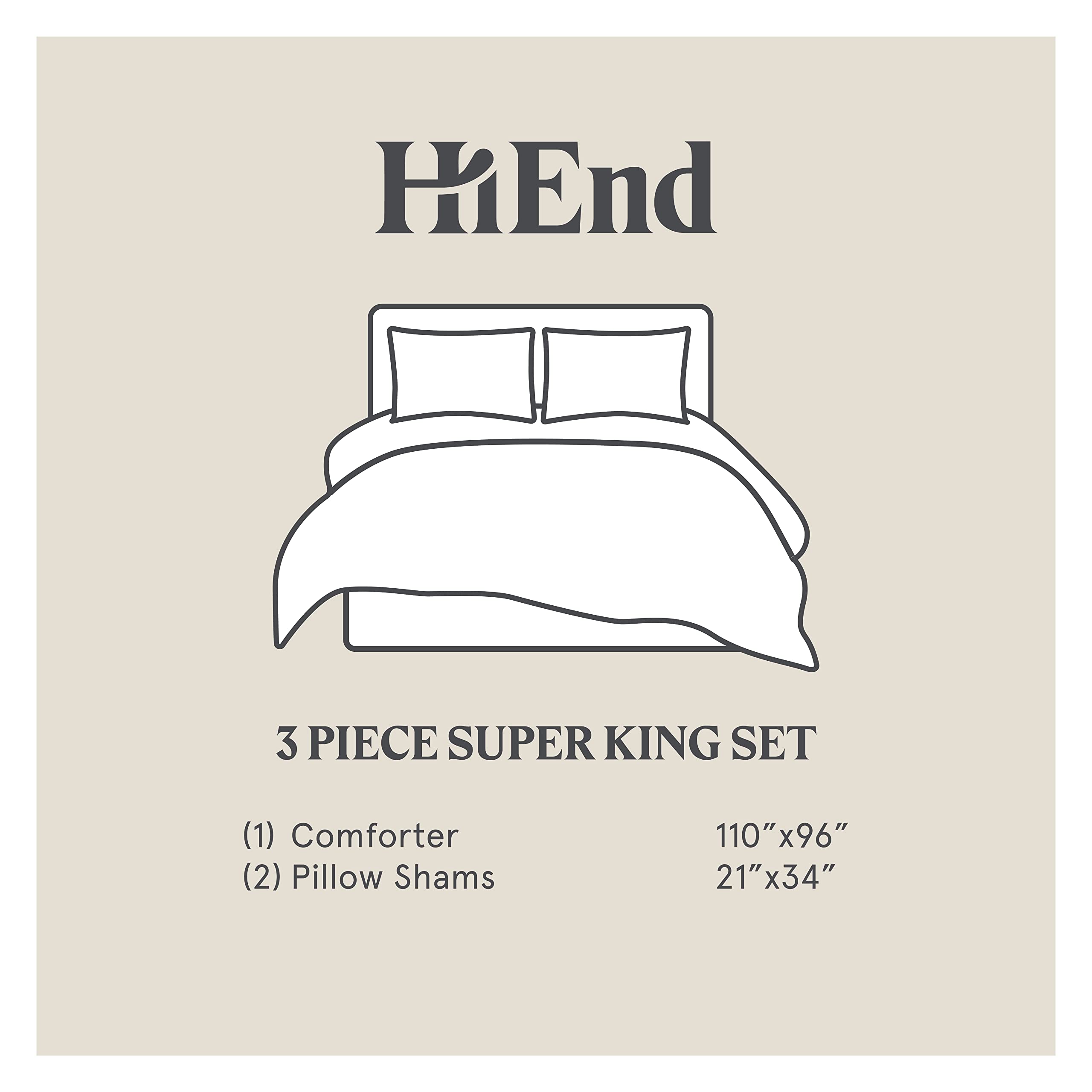HiEnd Accents Prescott Farmhouse Bedding, 3 Piece Super King Size Striped Comforter Set with Pillow Shams, Ivory Navy Ticking Stripes Pattern, Chic Casual Coastal Boho Style Bed Set