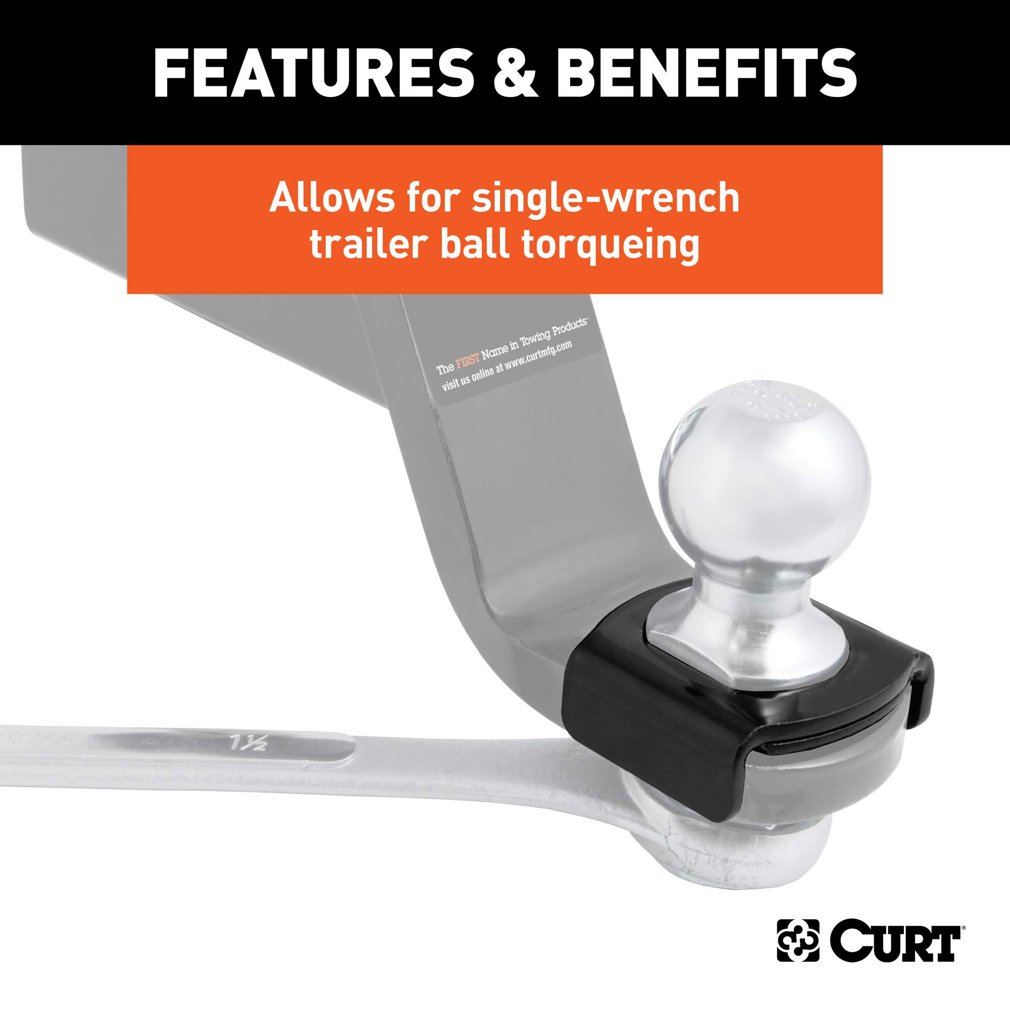 CURT 45007 Trailer Hitch Ball Mount Tongue Sleeve, Fits 2-1/2-Inch Tongue Width, 1-Inch Hole