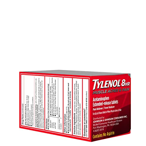 Tylenol 8 Hour Muscle Aches & Pain Acetaminophen Tablets for Muscle & Back Pain, 100 Count