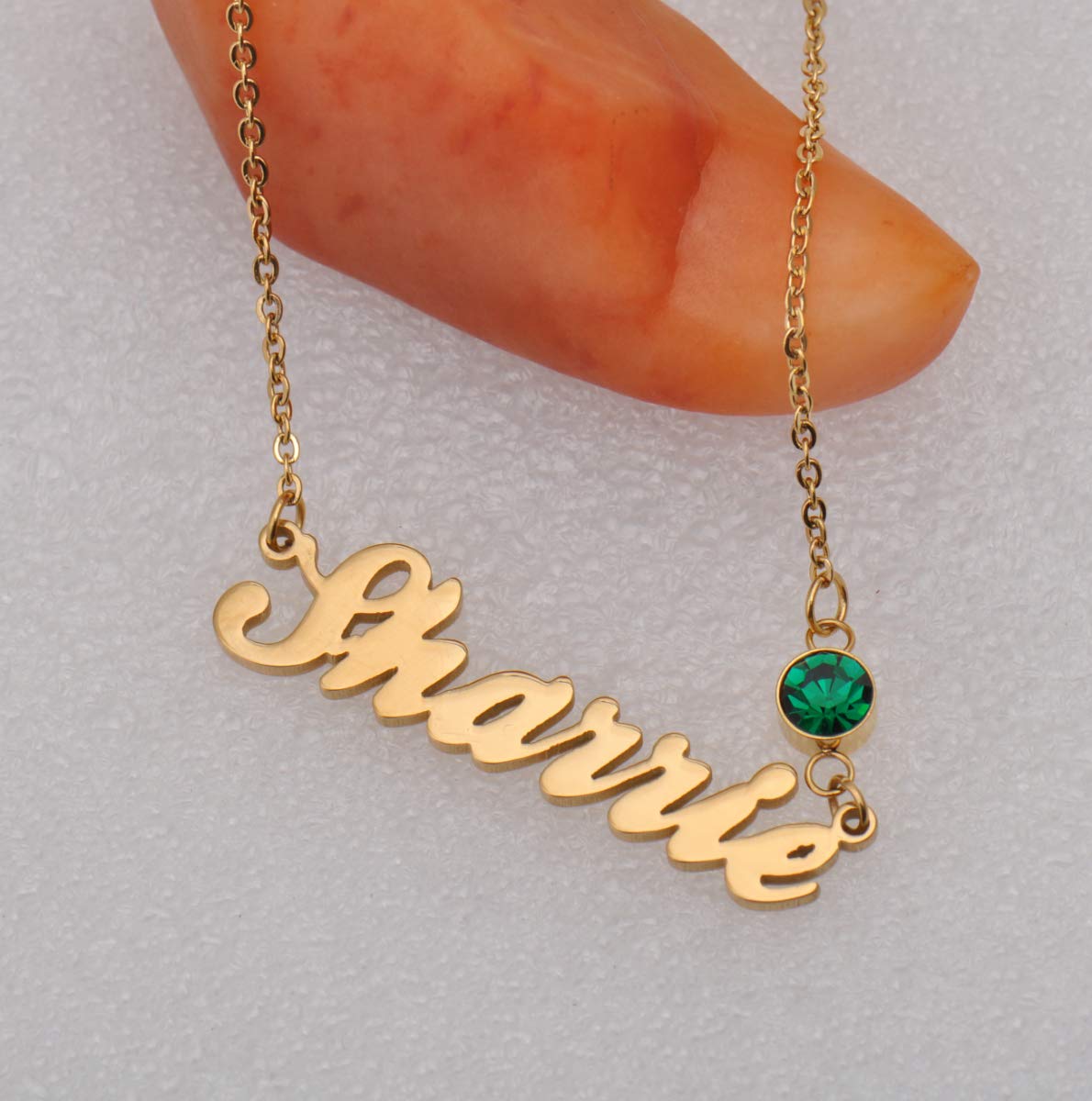 HUAN XUN Custom Mom Name Necklace Cobi with Birthstone Best Jewelry Gifts