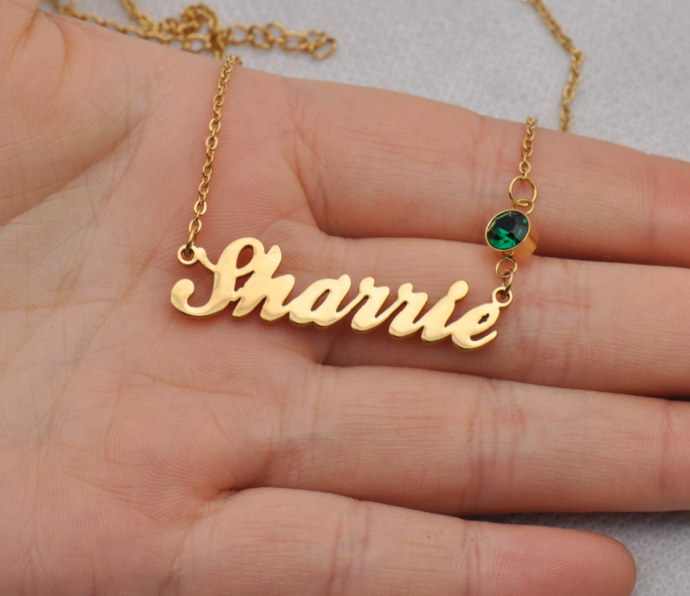 HUAN XUN Custom Mom Name Necklace Cobi with Birthstone Best Jewelry Gifts