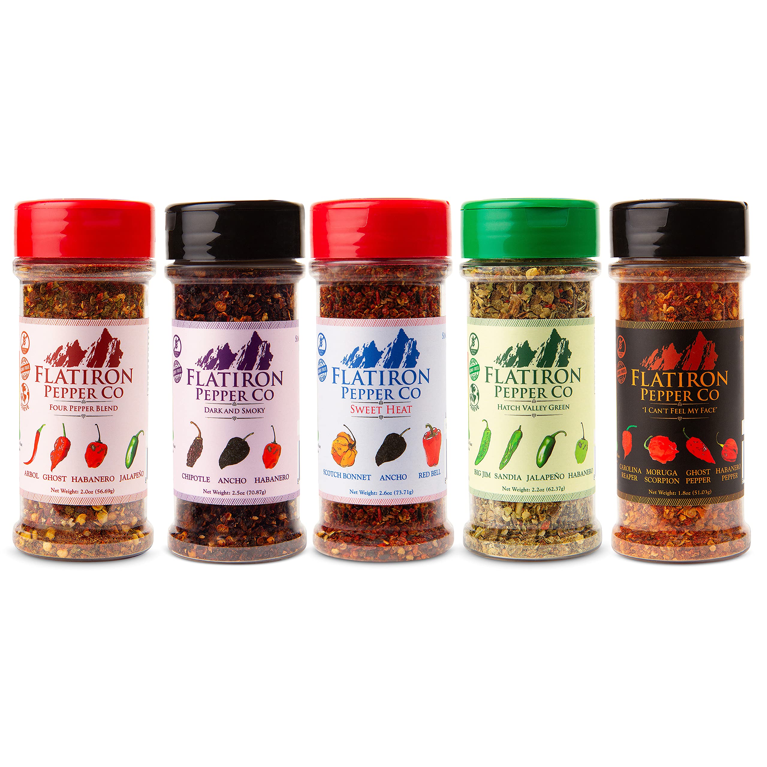 Flatiron Pepper Co - Hatch Valley Green. Premium Green Chile Flakes. Hatch Green Chile - Jalapeno - Habanero