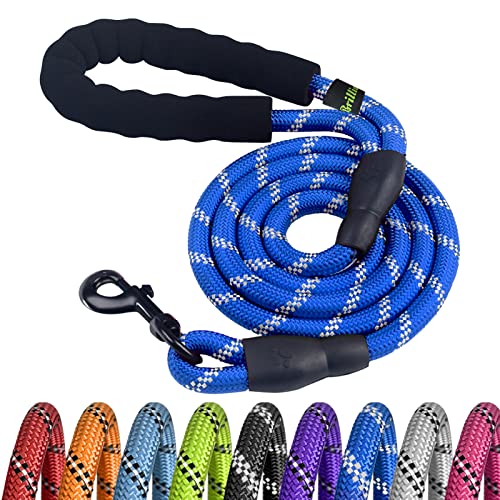 Brilliant Paw Strong Rope Dog Leash 5Ft, Durable Nylon Dog Leash, Dog Lead, with Highly Reflective Thread and Comfortable Soft Padded Handle, Heavy Duty Dog Leash for Medium, Large Dog, Navy Blue…