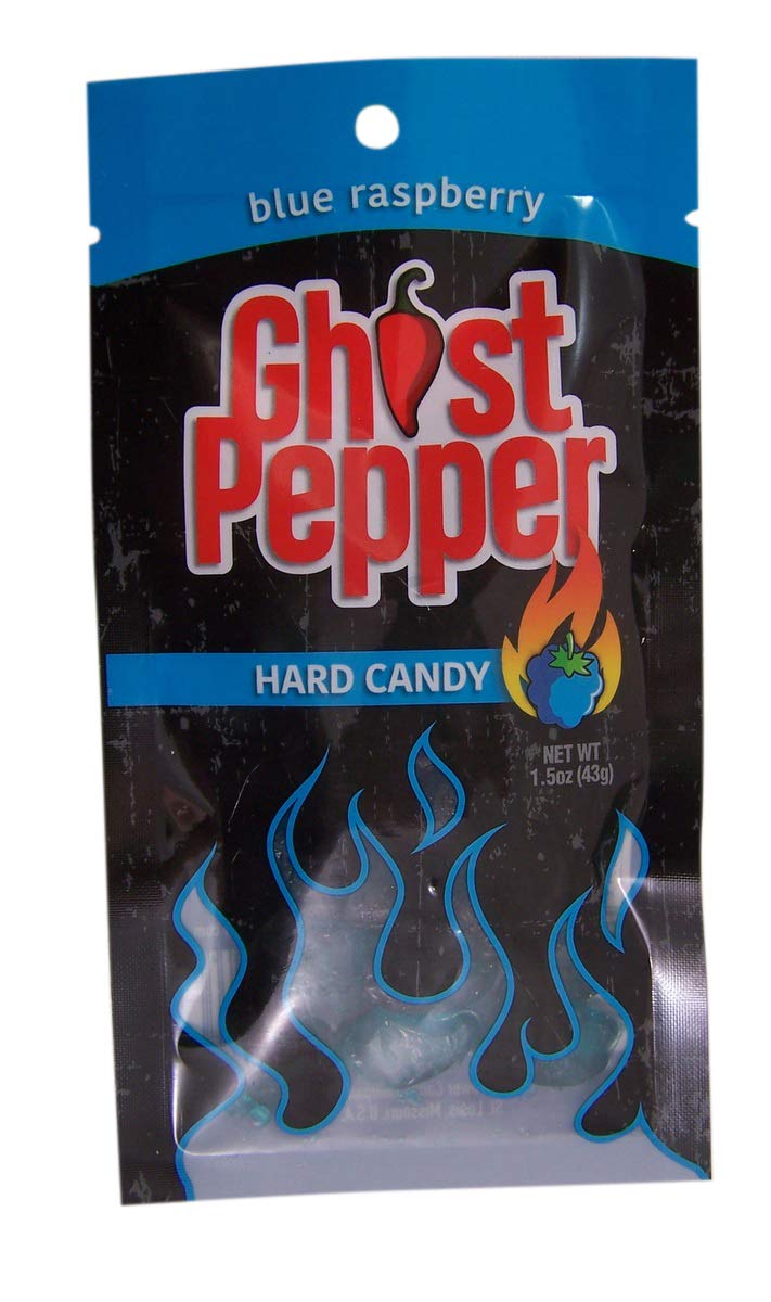 Spicy Ghost Pepper Cherry Flavored Hard Candy, 1.5 Ounce (Blue Raspberry)