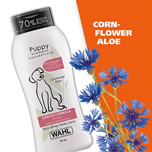 Wahl Gentle Puppy Shampoo for Pets – Cornflower & Aloe for Grooming Dirty Dogs - 24 Oz - Model 820002A