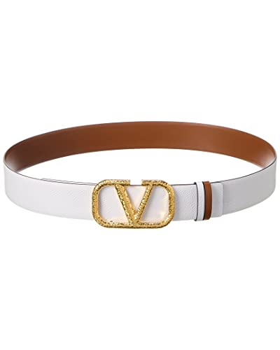 Valentino Vlogo Reversible Leather Belt, 70, Brown