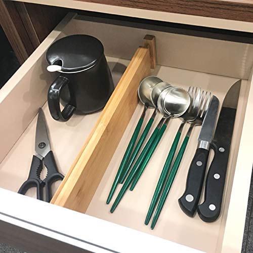 VaeFae Adjustable Bamboo Drawer Dividers, Expandable Drawer Organizer (16.7-21.9 in) for Kitchen, Bedroom, Bathroom, Dresser and Office, 6-Pack