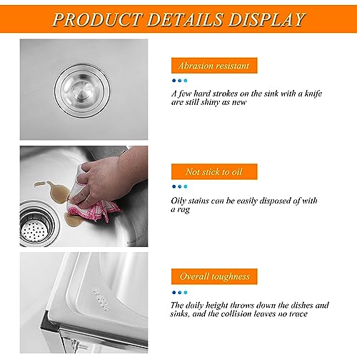 ADASTE Garage Sink Large Double Bowl Sink,Commercial Sink with Drainer Portable Sink with Hot and Cold Water,for Laundry, Backyard, Restaurant