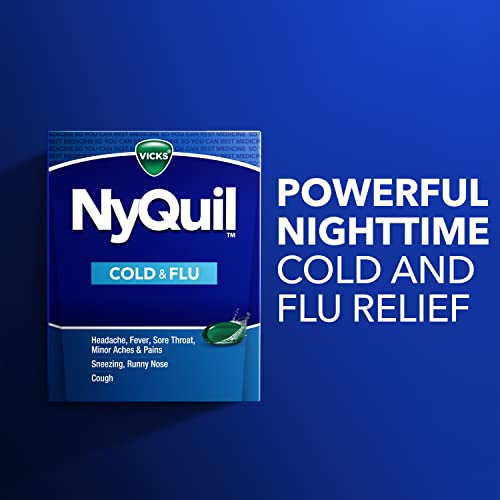 Vicks Nyquil Cold and Flu Nighttime Relief Liquid Capsules, 16 Count