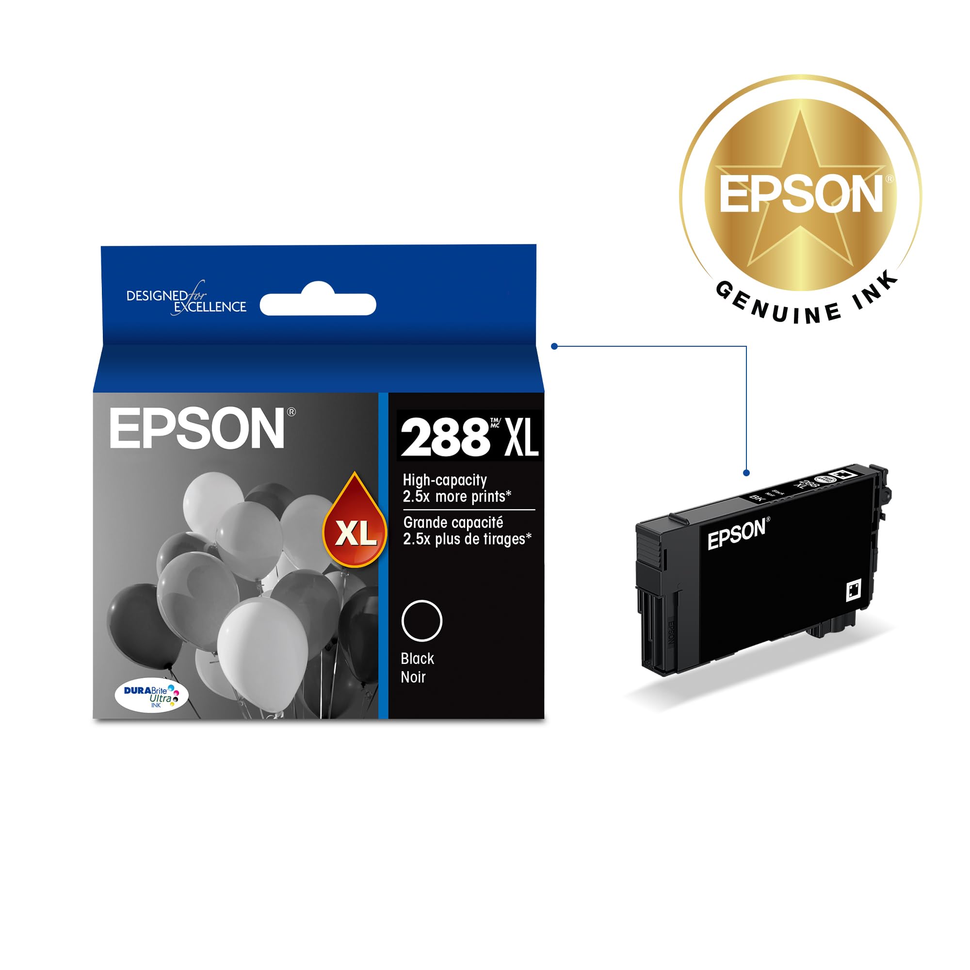 EPSON T288 DURABrite Ultra -Ink High Capacity Black -Cartridge (T288XL120-S) for select Epson Expression Printers