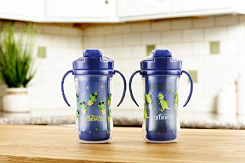 Dr. Brown's Milestones Insulated Sippy Cup with Straw and Handles - Blue - 10oz - 2-Pack - 12m+