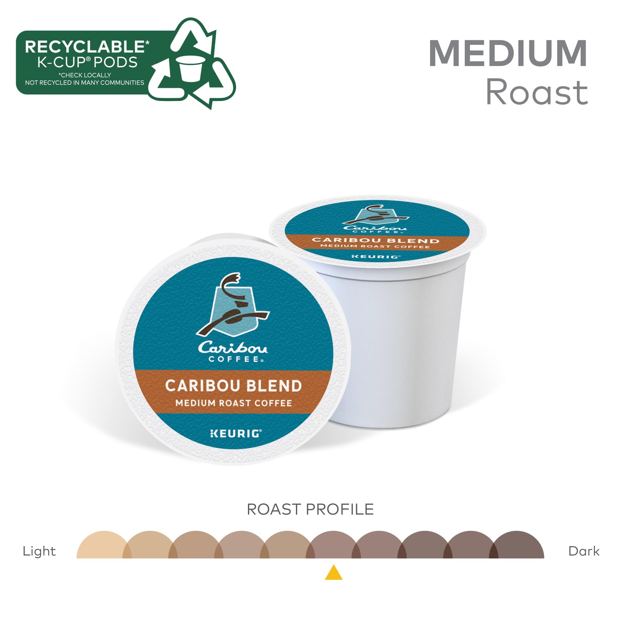 Caribou Coffee Caribou Blend, Single-Serve Keurig K-Cup Pods, Medium Roast Coffee, 24 Count (Pack of 4)
