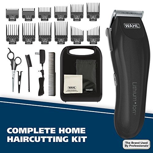 Wahl Clipper Lithium-Ion Cordless Haircutting Kit - Rechargeable Grooming and Trimming Kit with 12 Guide Combs for Haircutting and Large Beard Trimming - Model 79608