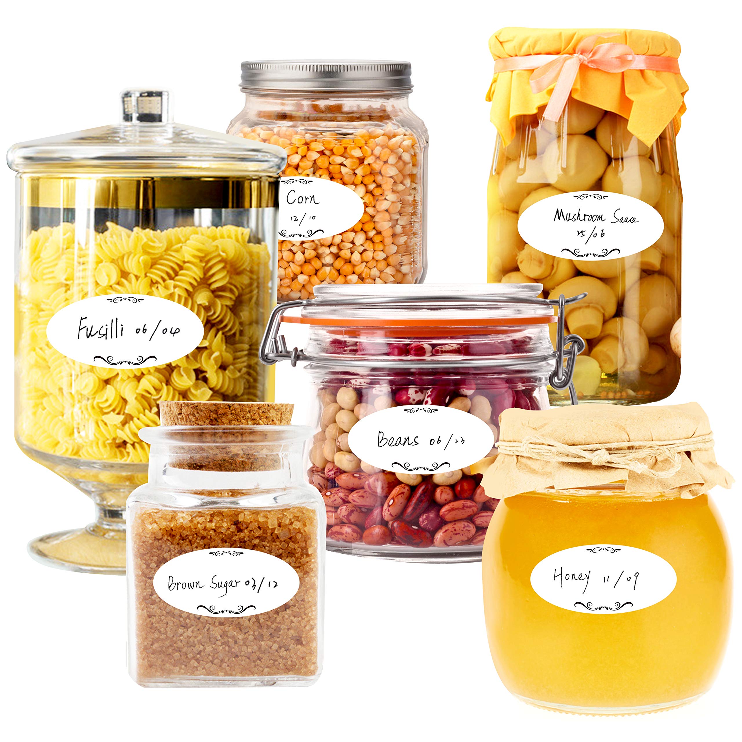 500 Removable Freezer Pantry Canning Labels Set Water Oil Resistant with Perforation Line for Food Containers Jars Kitchen Restaurant Storage Organization