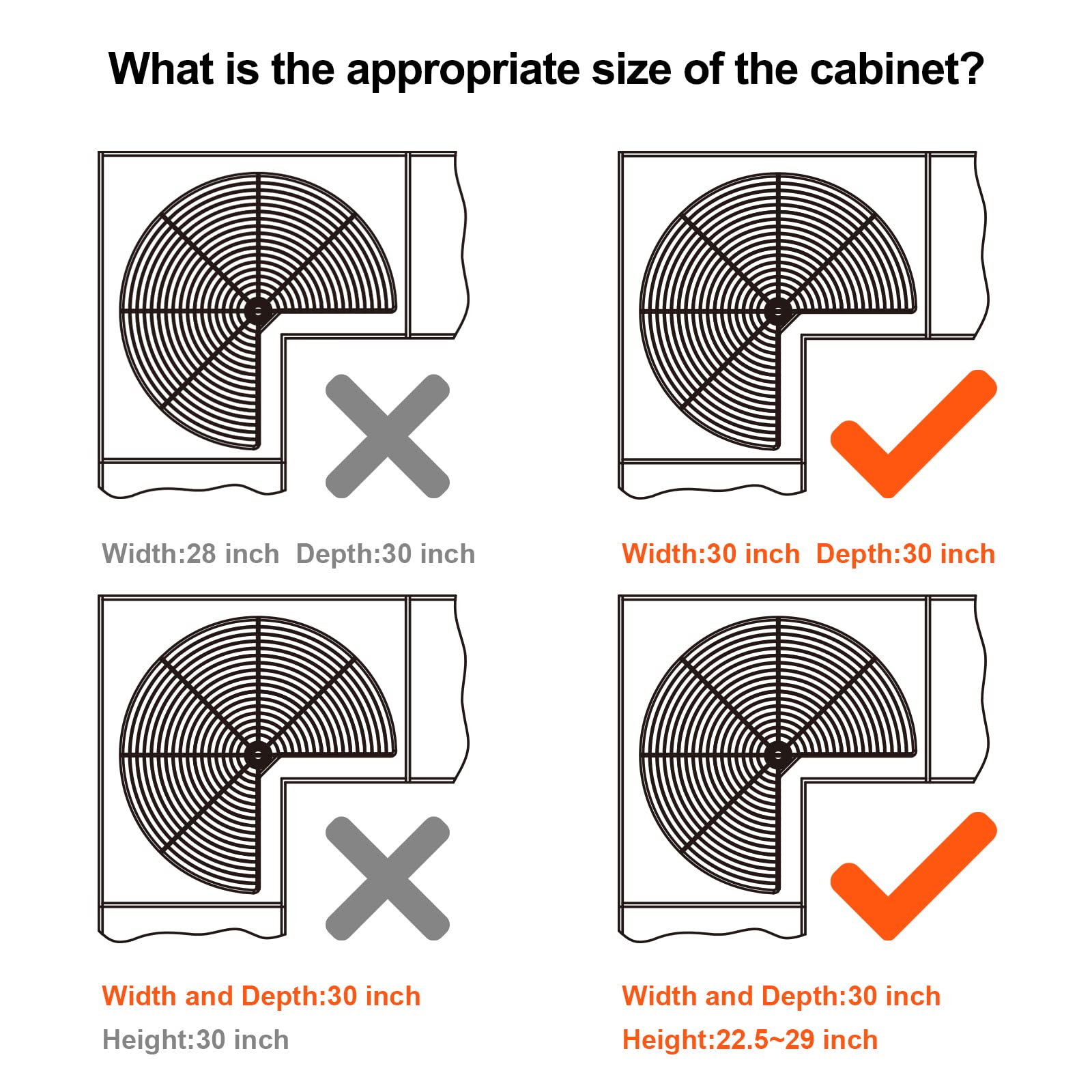 Atposh 28" Kidney Chrome Lazy Susans Kitchen Corner Cabinet Organizer (Not Cabinet Door) 270° 2 Shelf Rotating Storage Rack (28 Inch)