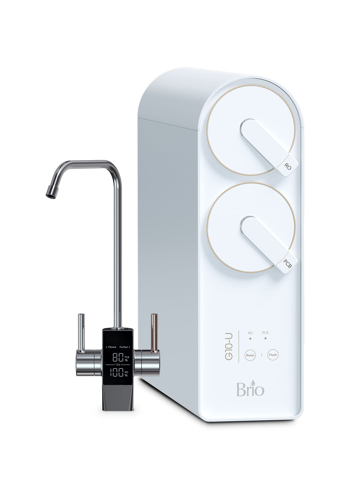 Brio Reverse Osmosis Water Filtration System, 500 GPD, 2:1 Pure to Drain, Tank-Less, Under Sink Faucet Mount