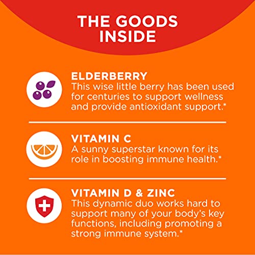 OLLY Immunity Powder, Daytime Immune Support, Elderberry, Vitamin C, D, Zinc, Fizzy Drink Mix, Blood Orange - 10 Count