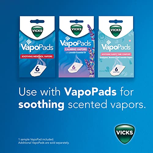 Vicks NaturalCare Cool Mist Ultrasonic Humidifier (VUL530), White, Small Room – Humidifier and Diffuser with Nighttime Light, Works with Vicks VapoPads