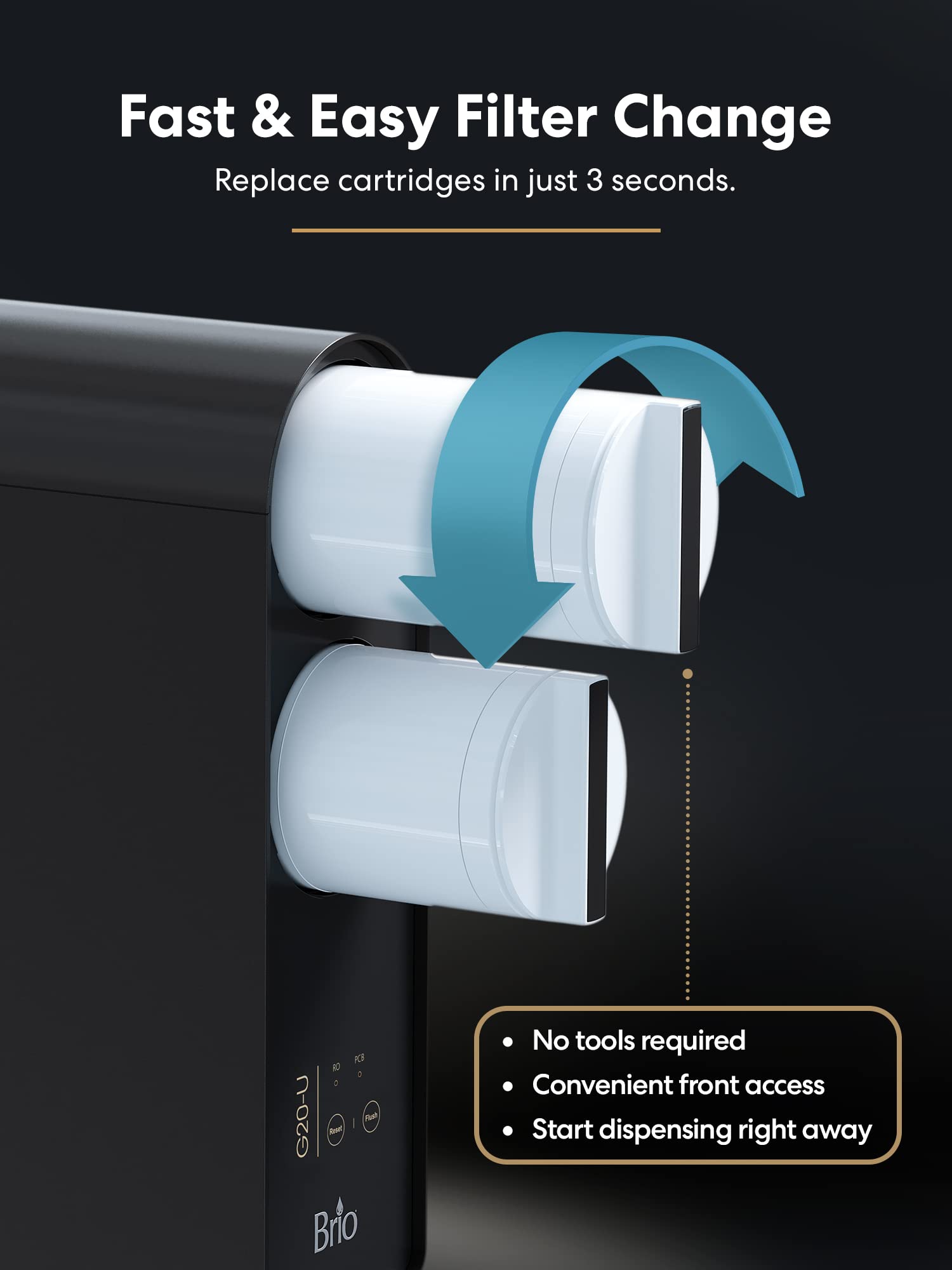 Brio Reverse Osmosis Water Filtration System, 700 GPD, 2:1 Pure to Drain, Tank-Less, Under Sink Faucet Mount