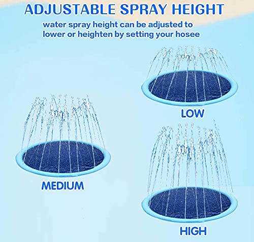 Splash Pad for Pets, Outdoor Water Play Mat with Non-Slip Backing, Inflatable Splash Pad with Built-in Sprinkler System (67 inch)