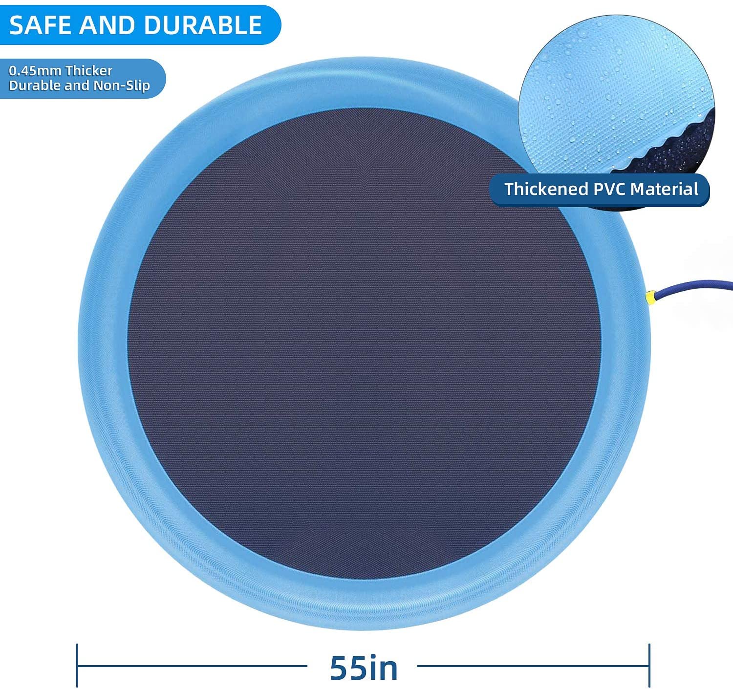 Splash Pad for Pets, Outdoor Water Play Mat with Non-Slip Backing, Inflatable Splash Pad with Built-in Sprinkler System (67 inch)