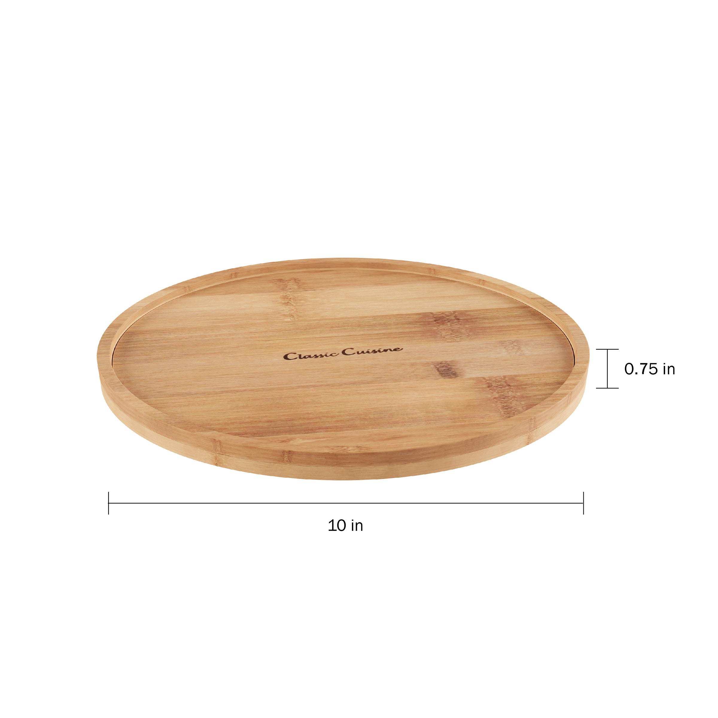 Lavish Home Lazy Susan – All-Natural Bamboo Round Single Tier Turntable Kitchen, Pantry and Vanity Organizer and Display with 10 Inch Diameter by Classic Cuisine, Btown