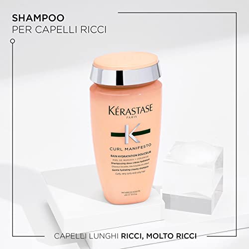 KERASTASE Curl Manifesto Hydratation Douceur Shampoo | Removes Build Up & Hydrates Curls | Softens & Reduces Frizz | For All Wavy, Curly, Very Curly & Coily Hair | 8.5 Fl Oz