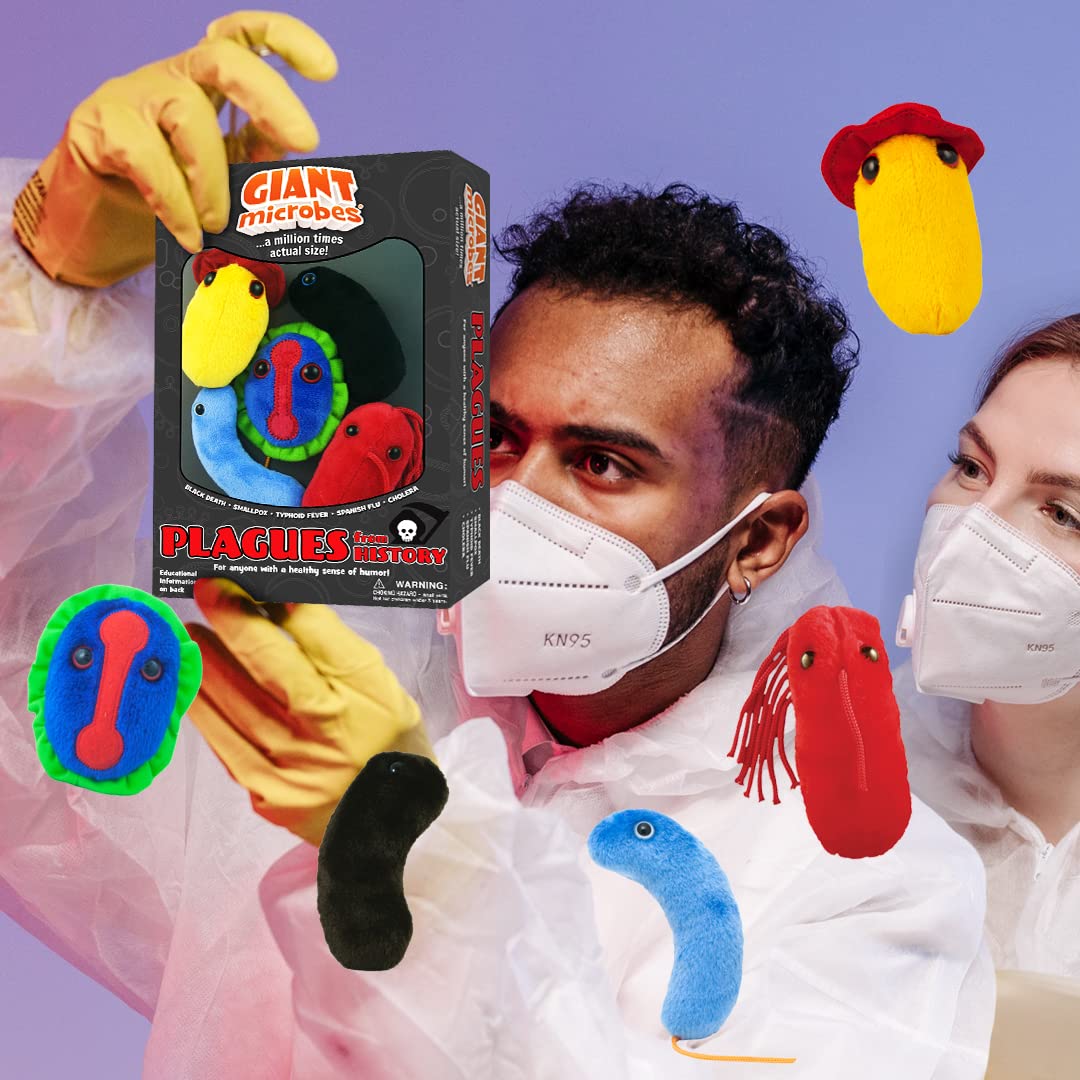 GIANTmicrobes Plagues from History Gift Box - Learn about Plagues and Pandemics with this 5-piece box set of plush microbes. Unique Educational Gift for Friends, Family, Scientists, Students, Healthcare workers and History Buffs
