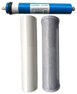 CFS – 3 Pack Replacement Water Filter Set includes Sediment, Carbon Block Cartridges & 75 GPD Membrane Compatible with 10" Reverse Osmosis Models – Removes Bad Taste – 3 Stage RO Filtration System