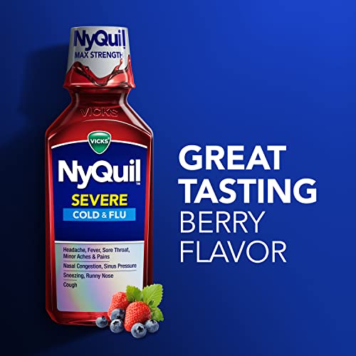 Vicks NyQuil Severe Cold & Flu Nighttime Relief Berry Flavor Liquid 8 Fl Oz