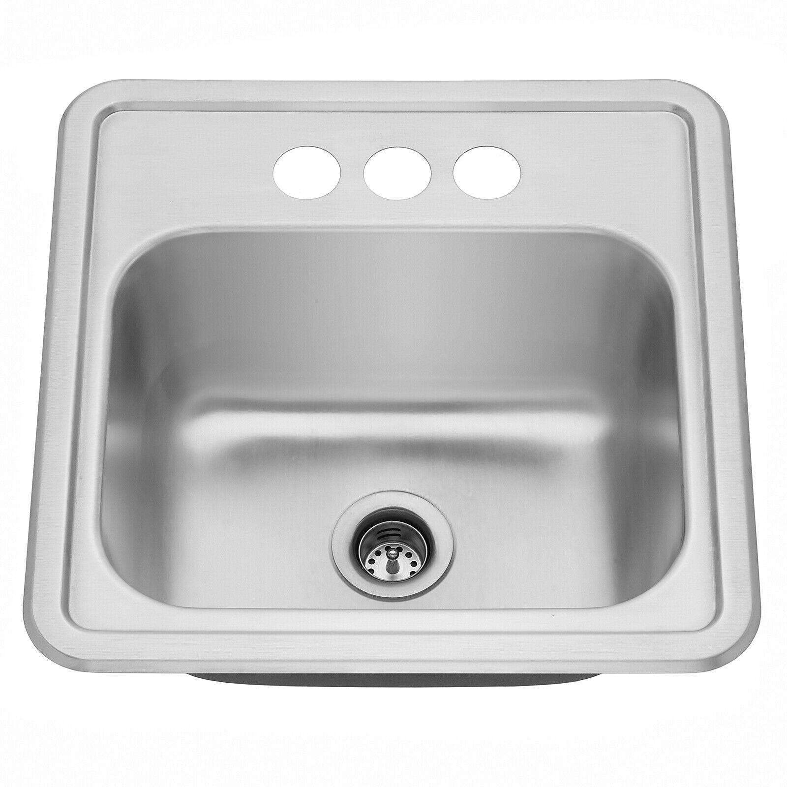 UHTQ 15"x15" Stainless Steel Drop-In Top-Mount Topmount Bar Prep Utility Kitchen Sink Kitchen sink Kitchen accessories Portable sink Home improvement Kitchen sinks Kitchen sink accessories