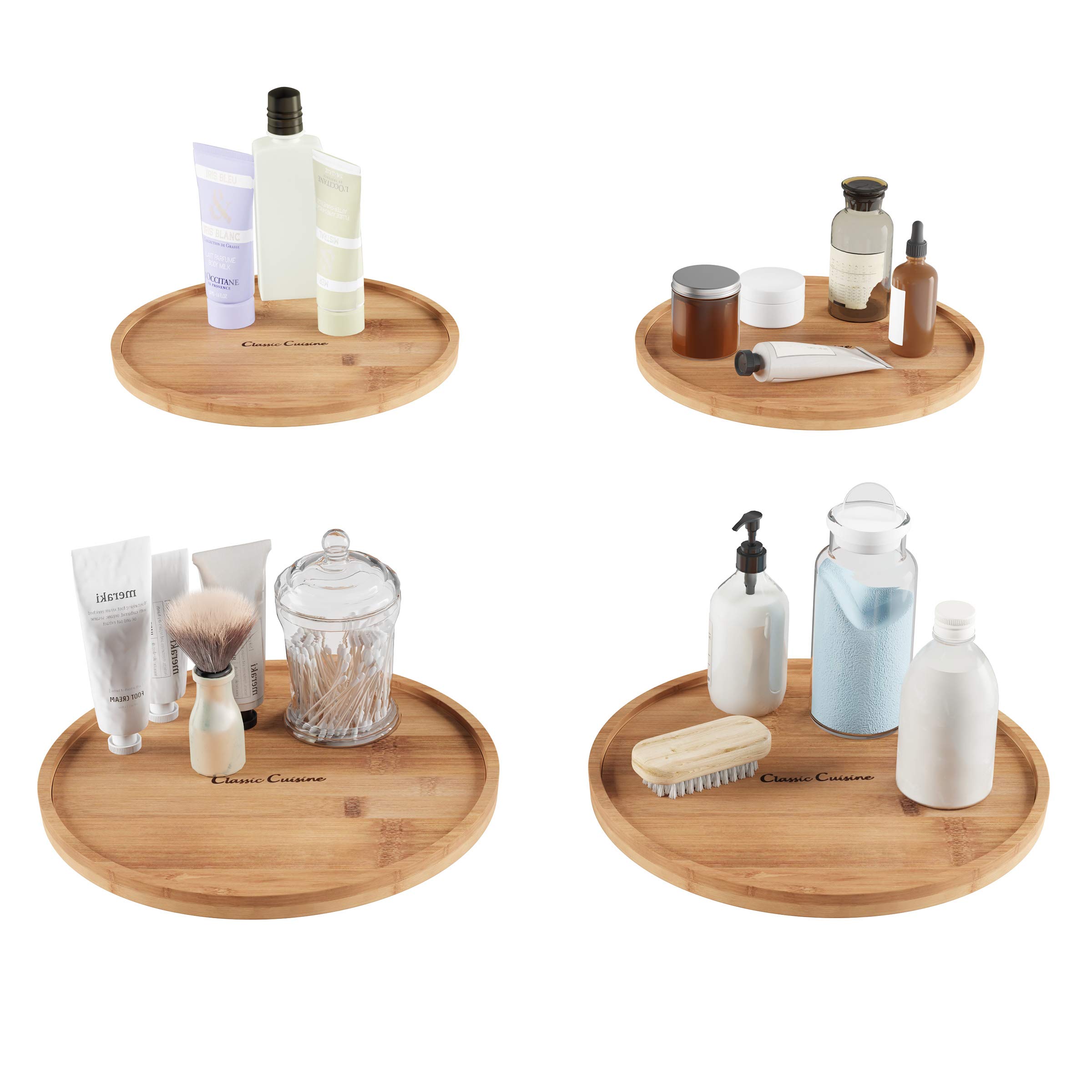 Lavish Home Lazy Susan – All-Natural Bamboo Round Single Tier Turntable Kitchen, Pantry and Vanity Organizer and Display with 10 Inch Diameter by Classic Cuisine, Btown