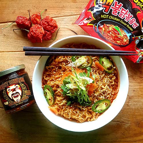 Ghost Scream Hot Sauce - “Chili Garlic Paste” (Asian Style Sambal) - Award Winning Recipe (from a World-Renowned Chef) with Fresh Ghost Chili Peppers, Fiery Red Jalapenos & Fresh Garlic. (9 Oz.)