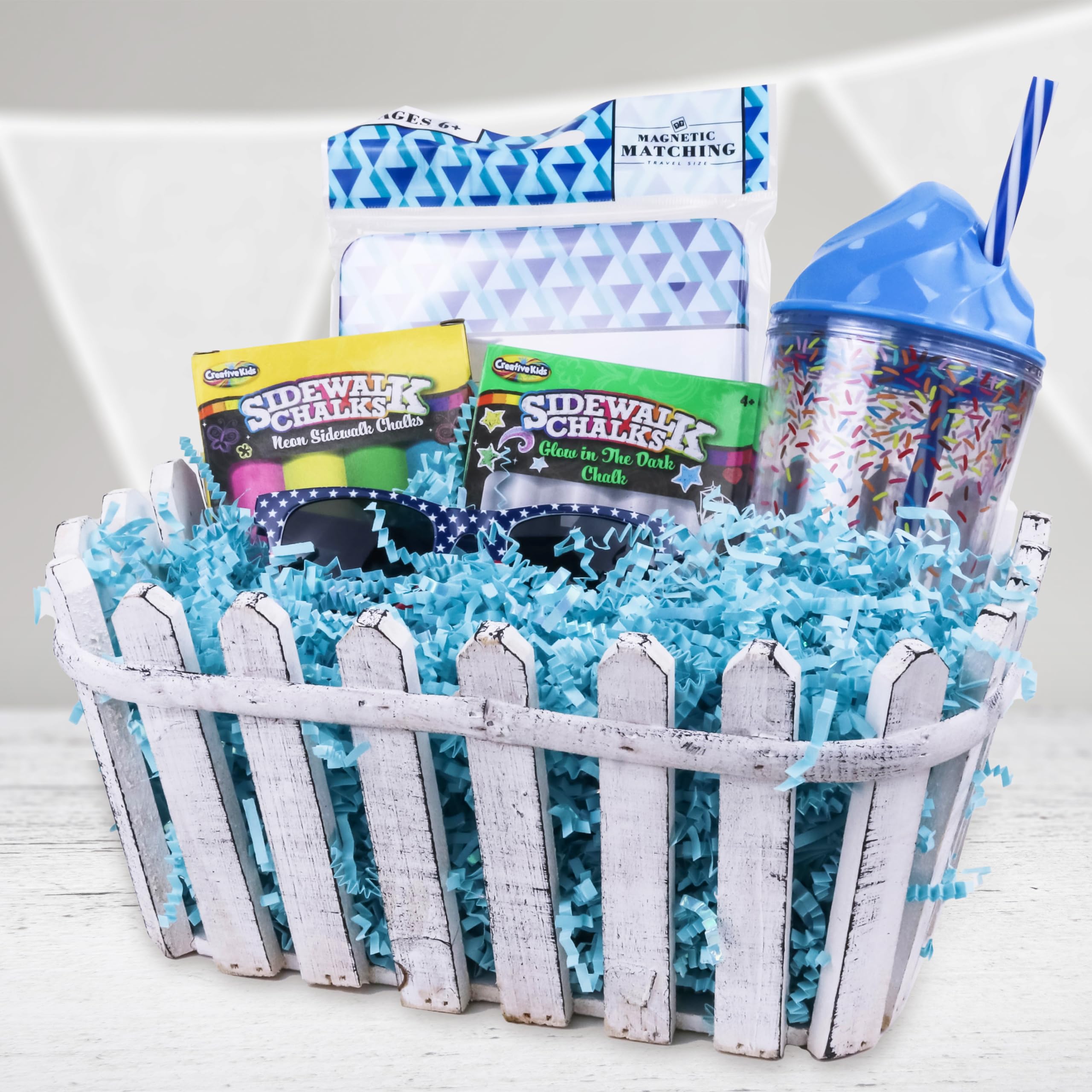 MagicWater Supply Crinkle Cut Paper Shred Filler (2 oz) for Gift Wrapping & Basket Filling - Diamond Pastel Blue