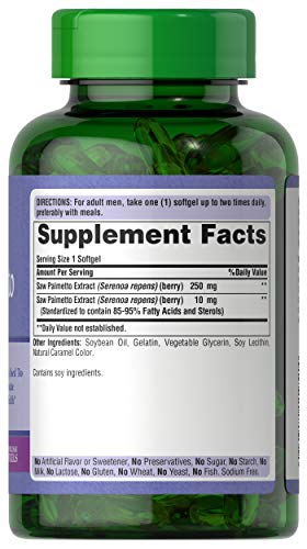 Puritans Pride Saw Palmetto Extract, Supports Urinary Function and Promotes Prostate heatlh, 180 Count