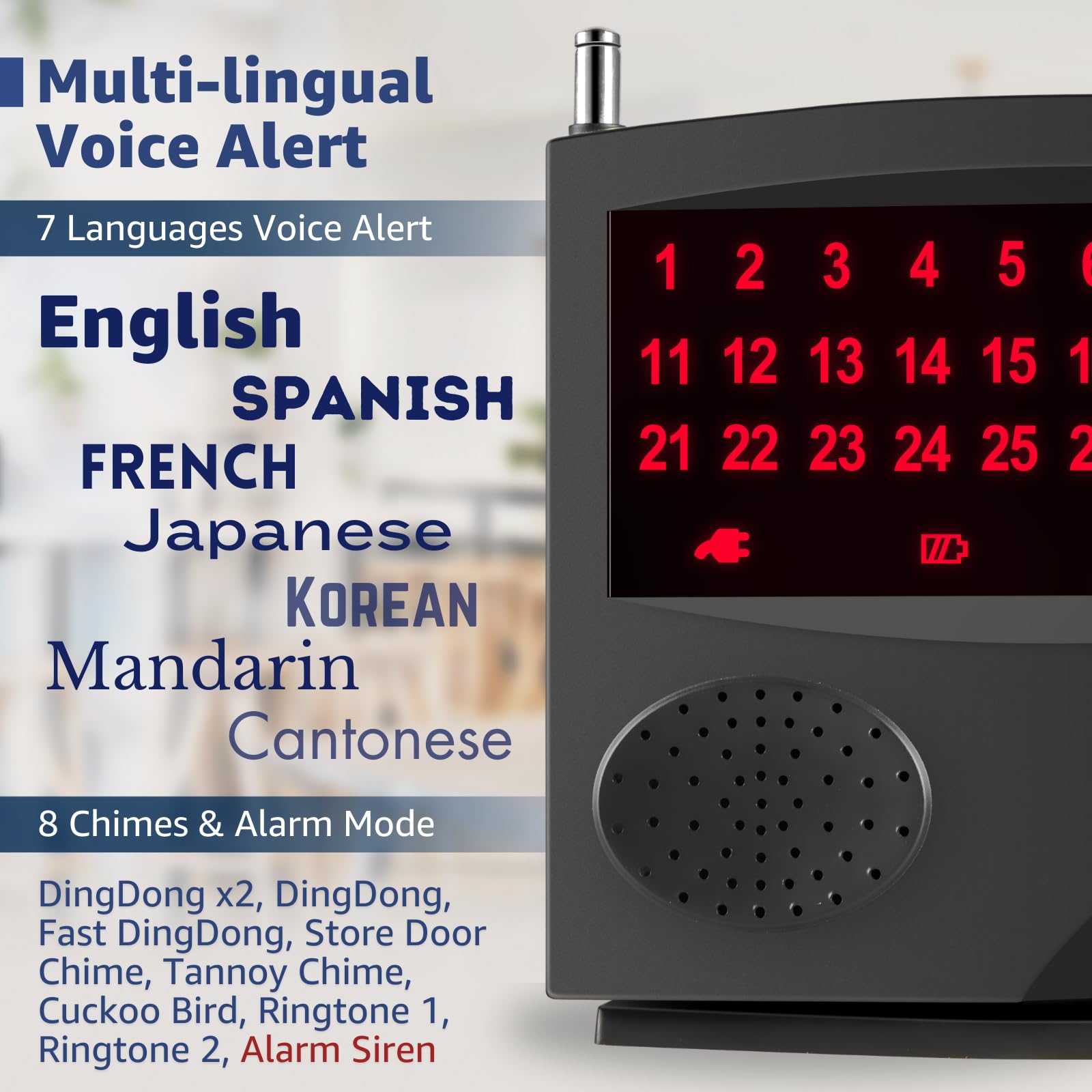 SYNLETT Wireless Calling System Nurse Call System Caregiver Pager for Restaurant Clinic Nursing Home 11 Languages 3 Alert Tones, 10 Call Buttons and 1 Monitoring Unit for Patients Seniors Customer