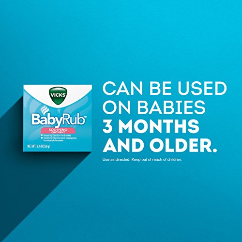 Vicks BabyRub, Non-Medicated Soothing Chest Rub Ointment with Eucalyptus, Rosemary, and Lavender to Soothe, Calm, and Relax Baby, For Babies Ages 3 Months, + 1.76 OZ