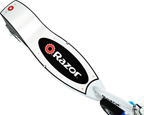 Razor E300 Electric Scooter - 9" Air-filled Tires, Up to 15 mph and 10 Miles Range, White/Blue