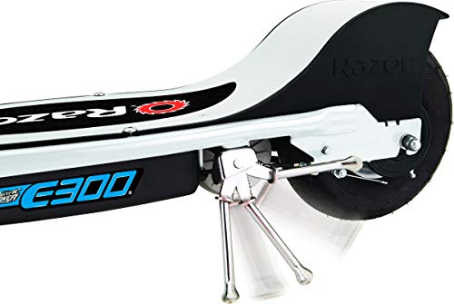 Razor E300 Electric Scooter - 9" Air-filled Tires, Up to 15 mph and 10 Miles Range, White/Blue