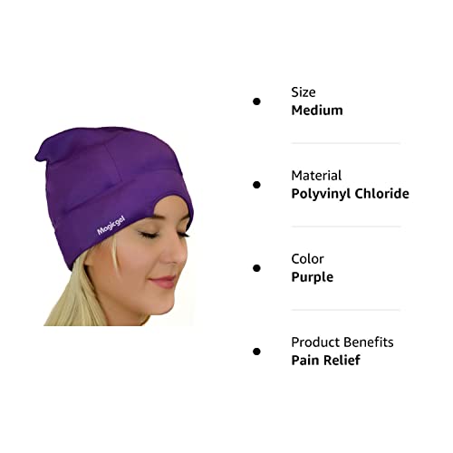Magic Gel Migraine Ice Head Wrap | Real Migraine & Headache Relief | The Original Headache Cap | Cold, Comfortable, Dark & Cool; Endorsed by Physicians, Loved by Thousands - (Purple)