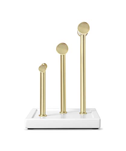 Umbra Trigem Three Tiered Tabletop Organizer for Necklace, Bracelets and Earrings, 3, White Brass